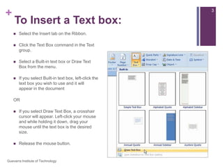 Lesson 9 working with text boxes | PPT