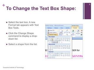 Lesson 9 working with text boxes | PPT