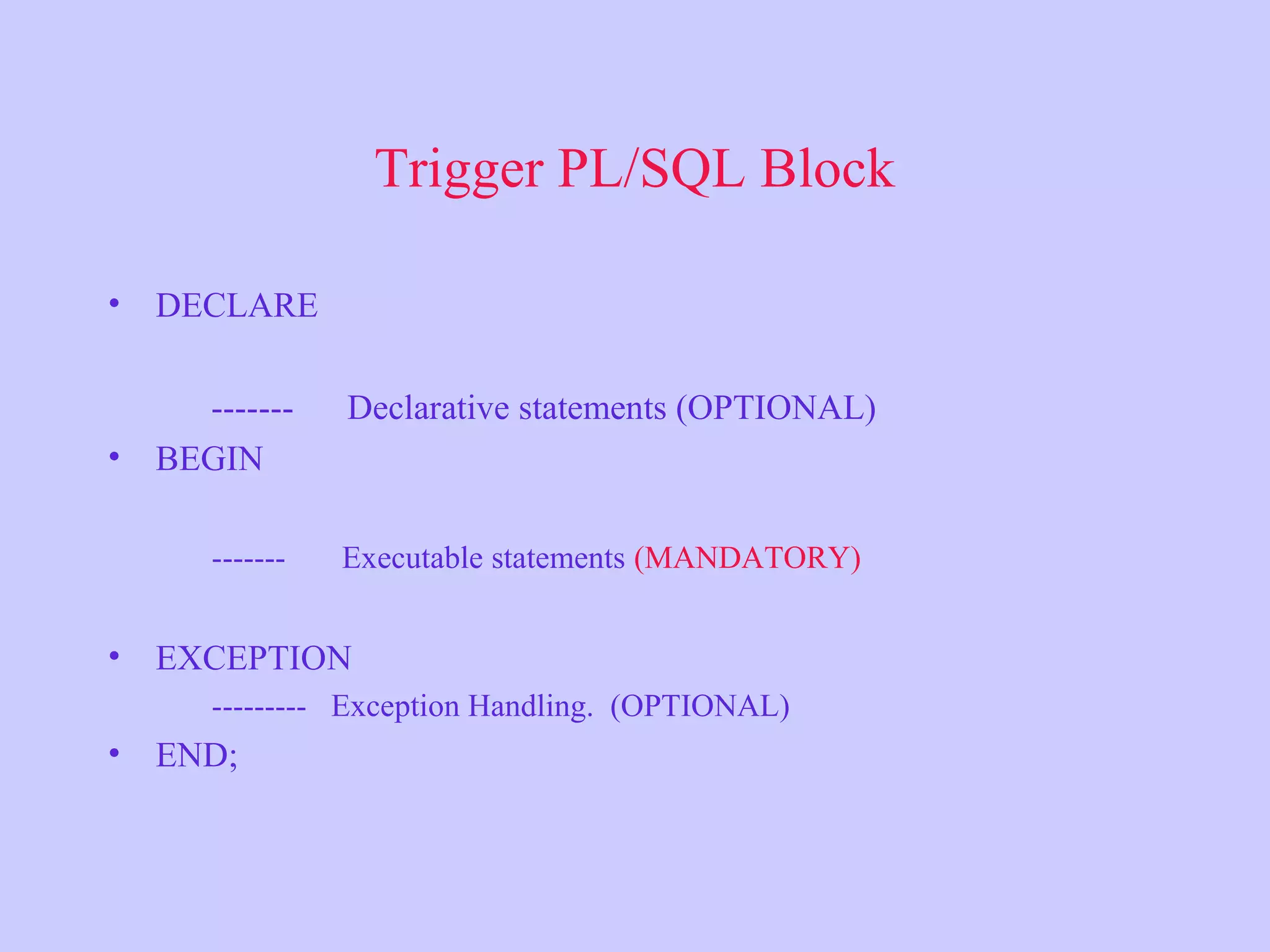 Oracle Forms Create Debug Triggers Ppt