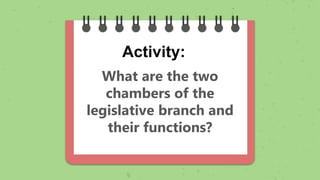 Lesson 9 Functions of Legislative Branch.pptx | Political Issues ...