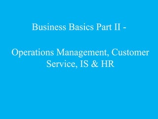 Operations Management Training Course - Lesson 9 - Business Basics Part ...