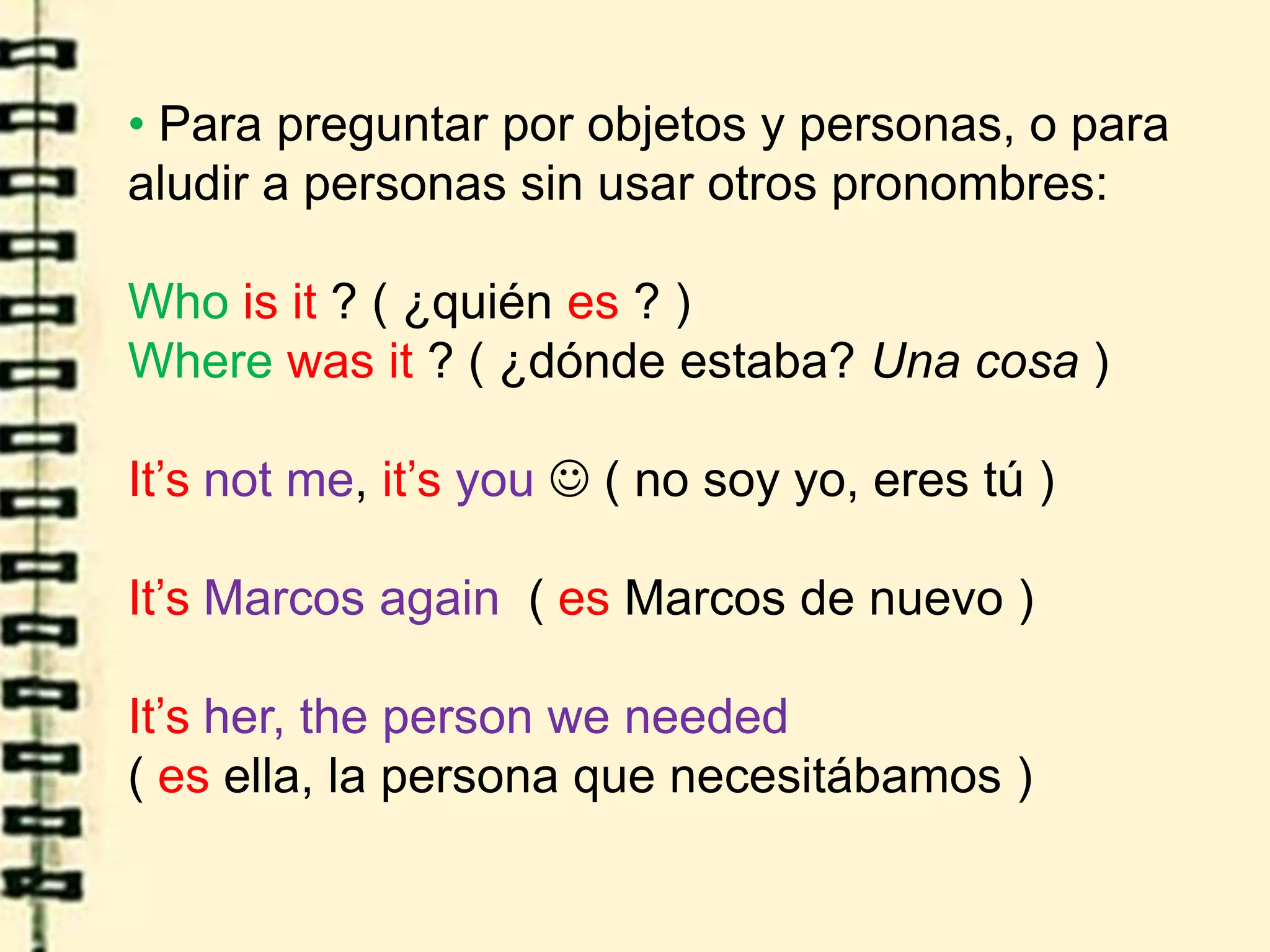 Lesson 9 pronombre it | PDF