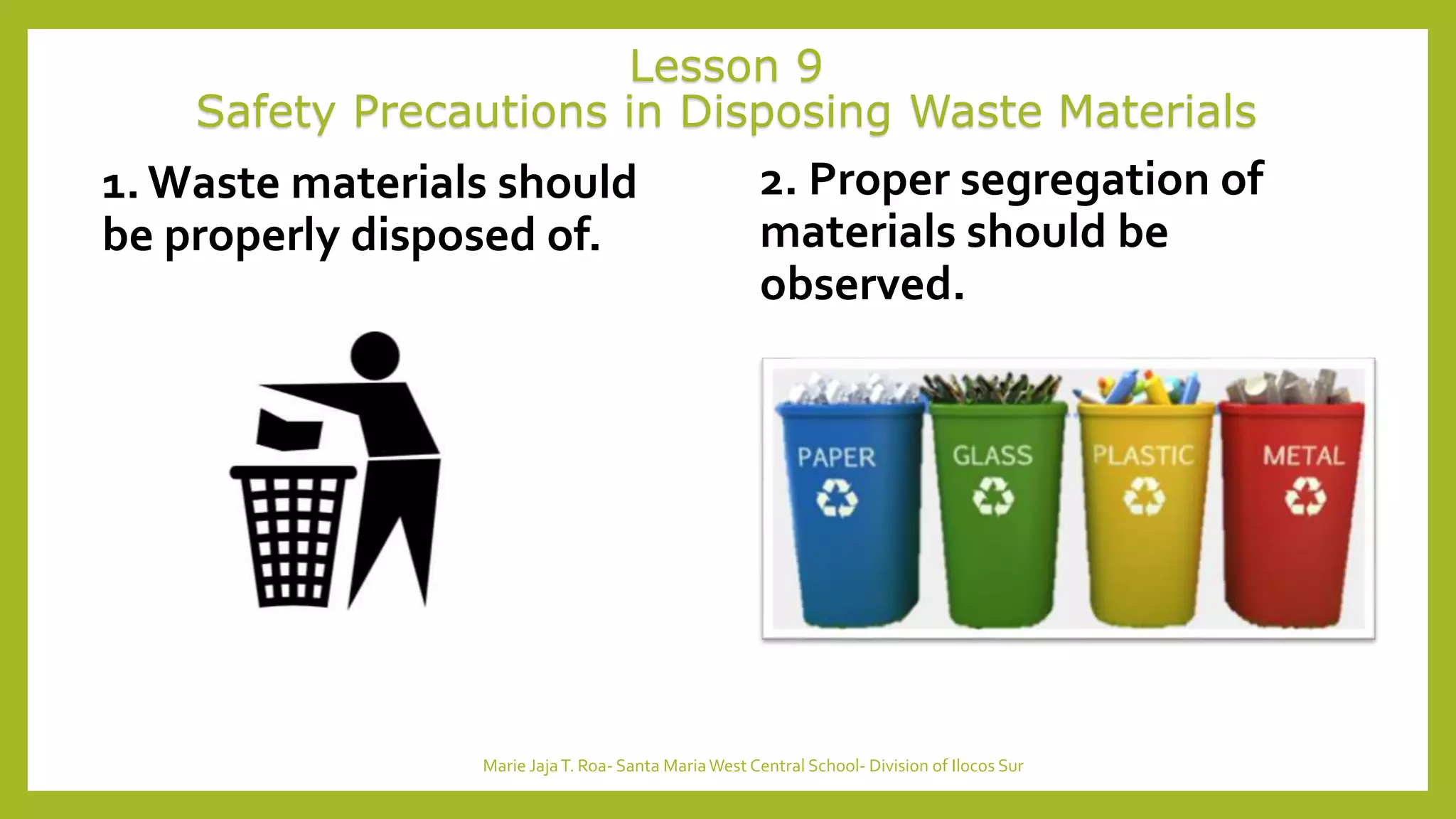 Lesson 9 safety precautions | PPTX
