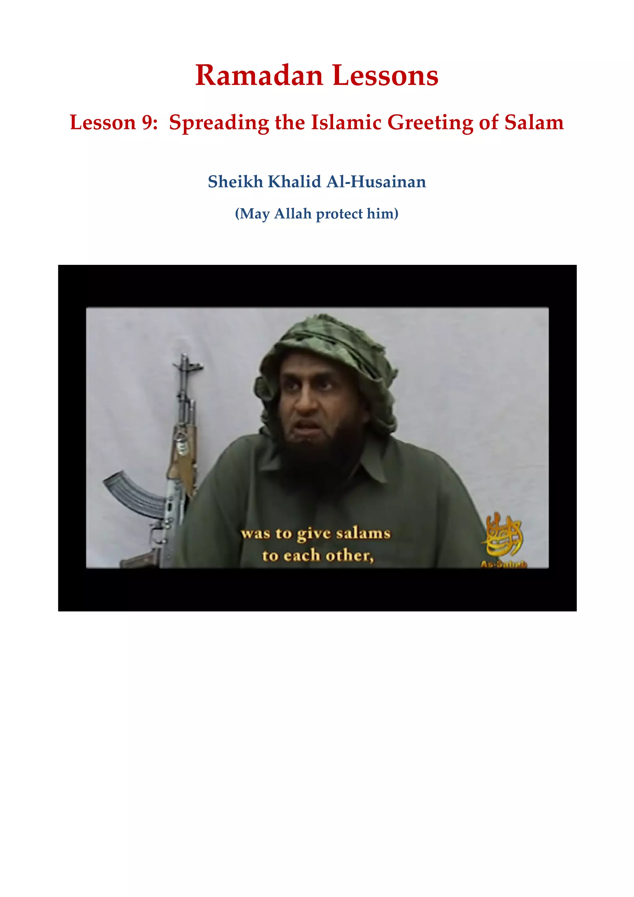 Lesson 9 spreading the islamic greeting of salam | PDF