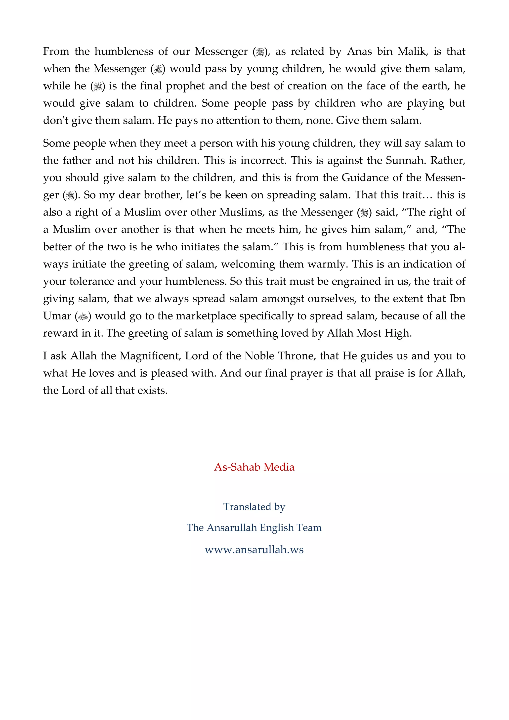 Lesson 9 spreading the islamic greeting of salam | PDF