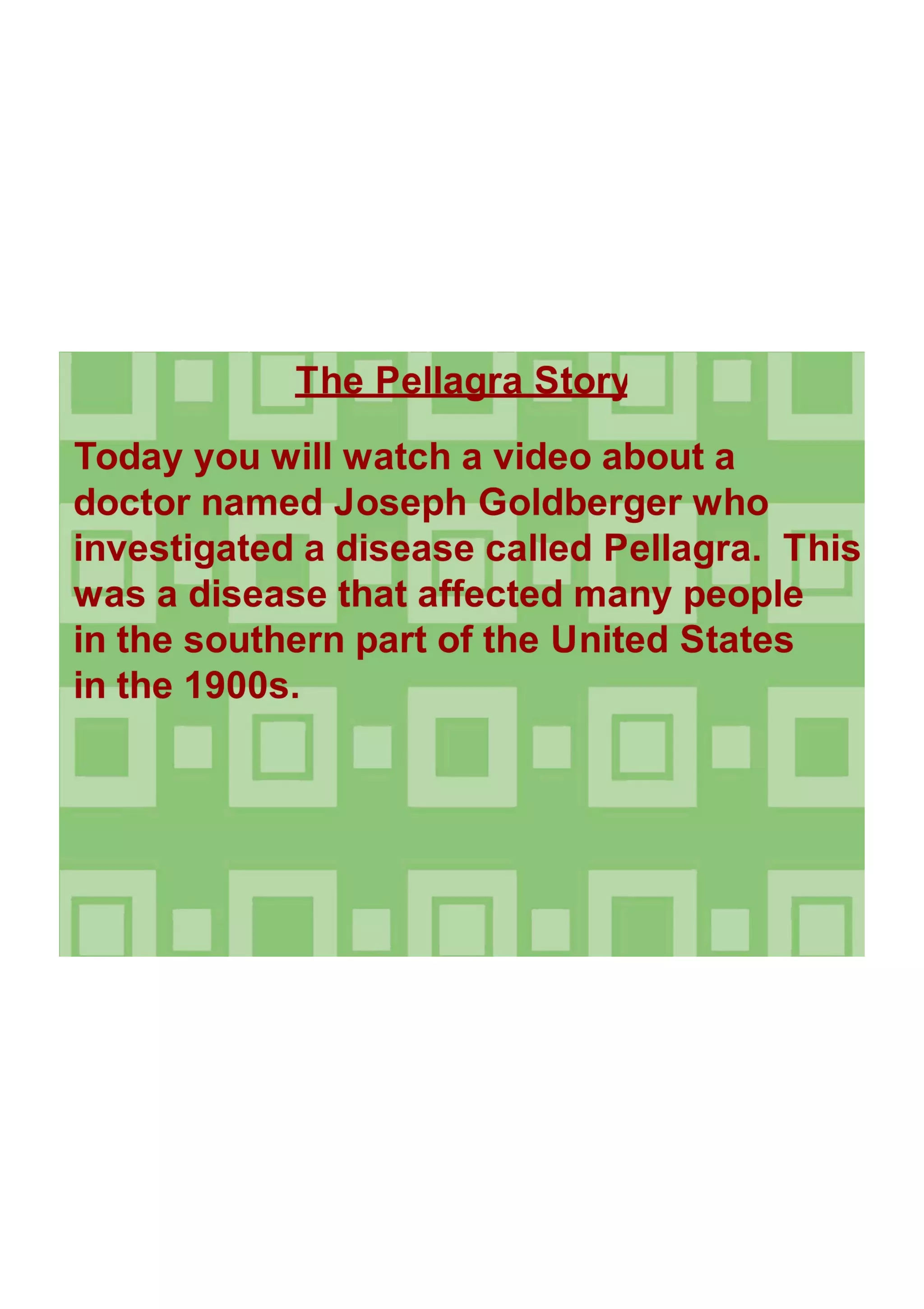 Lesson a 2 the pellagra story | PDF