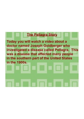 Lesson a 2 the pellagra story | PDF