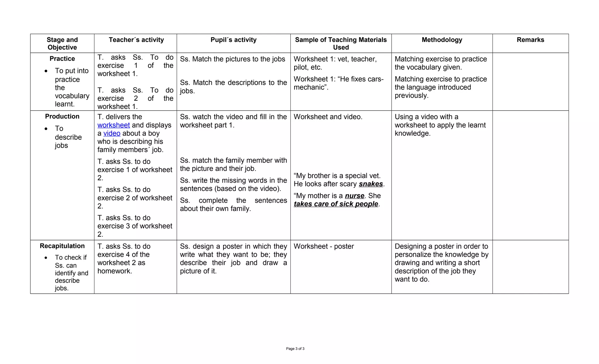 Lesson about jobs | DOC