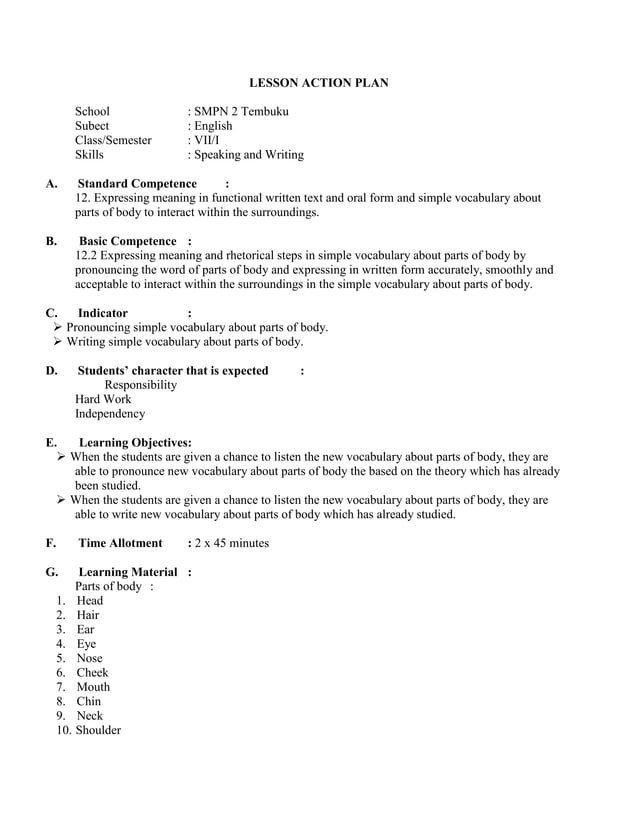 Lesson action plan | PDF