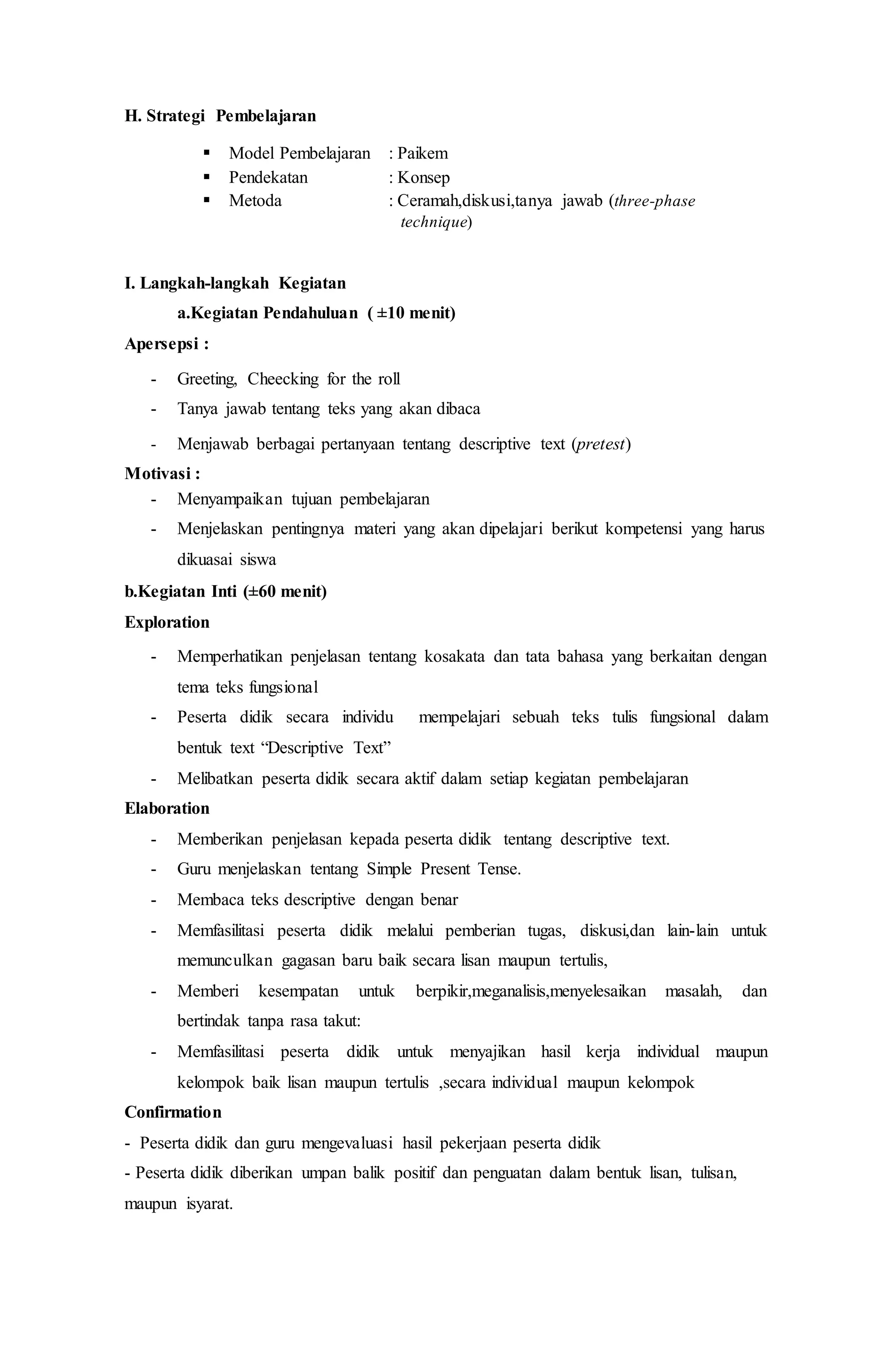 Lesson action plan class 7 | DOCX