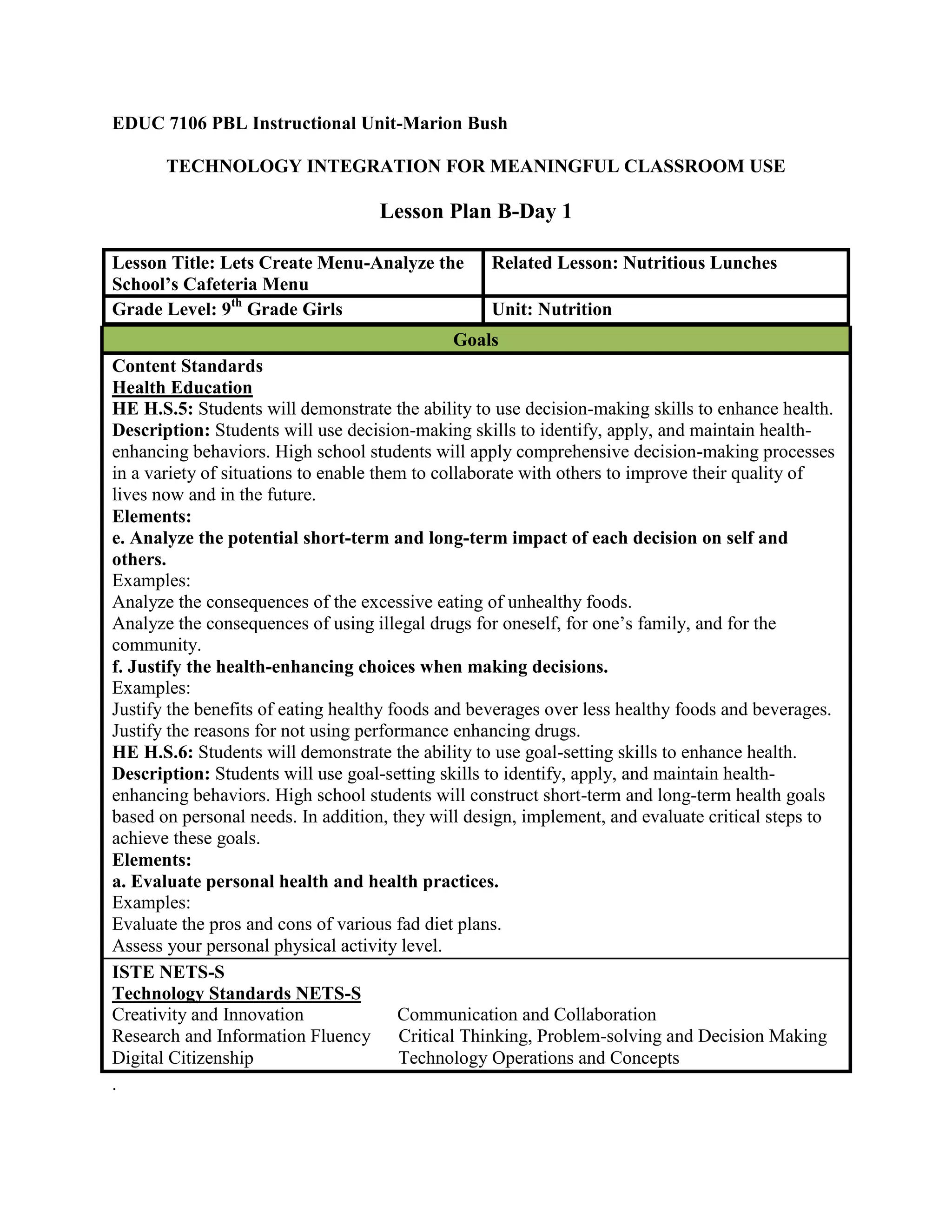 Lesson b nutrition | PDF