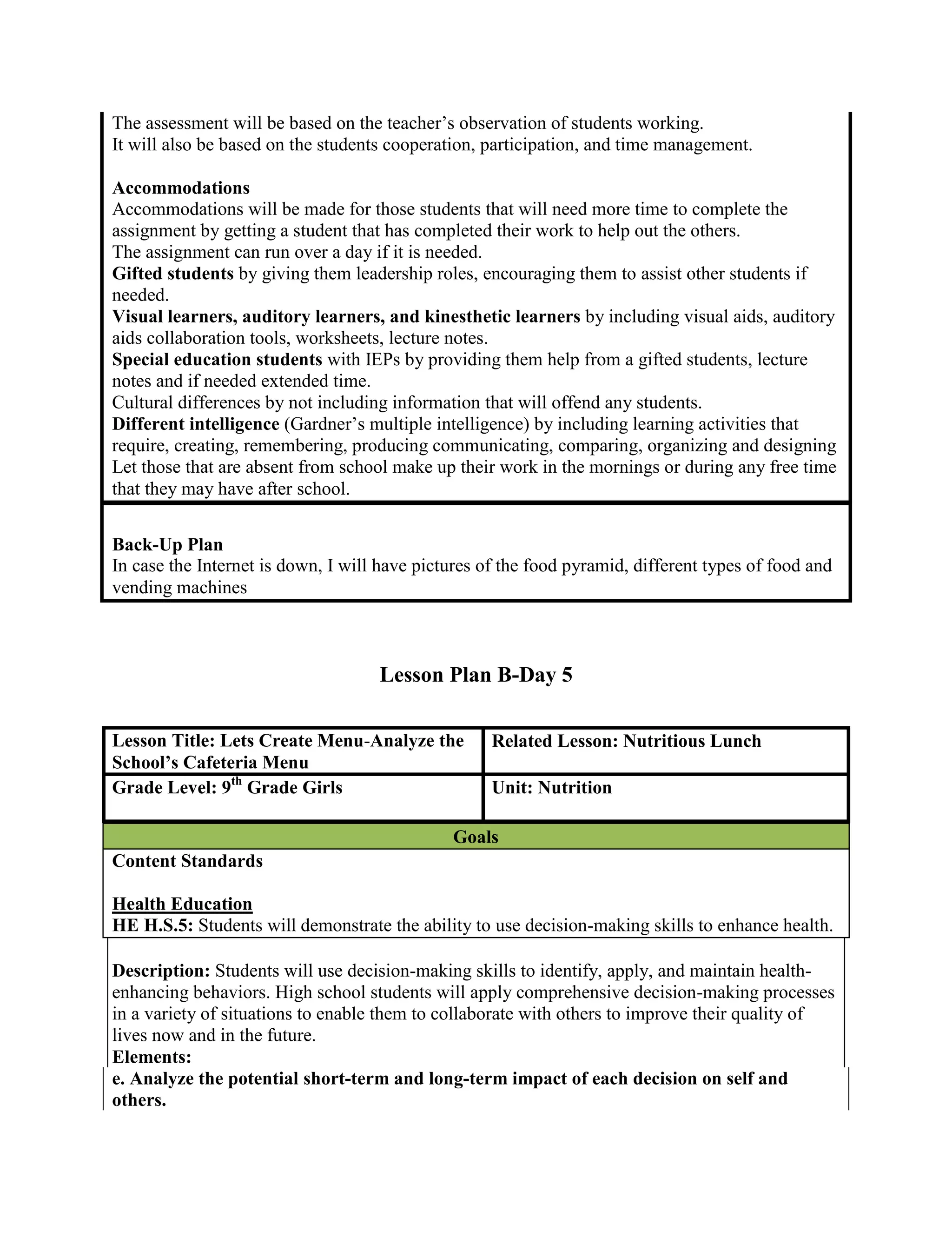 Lesson b nutrition | PDF