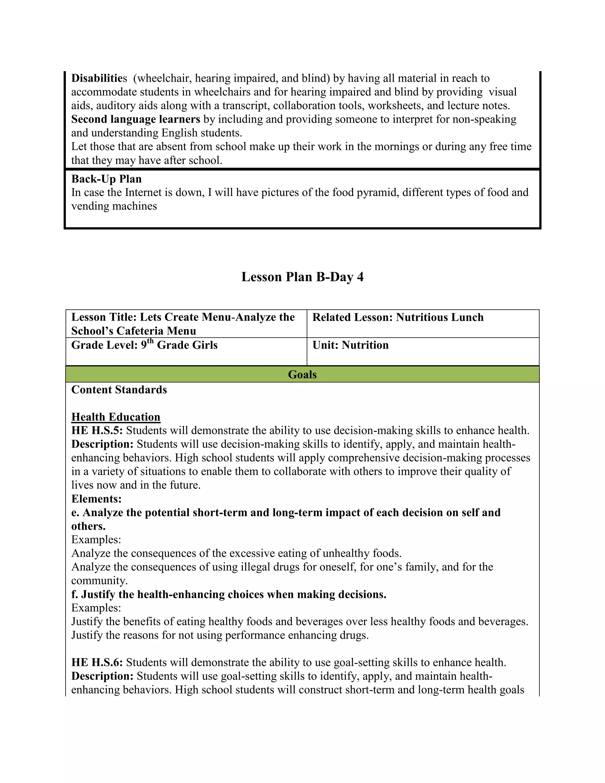 Lesson b nutrition | PDF