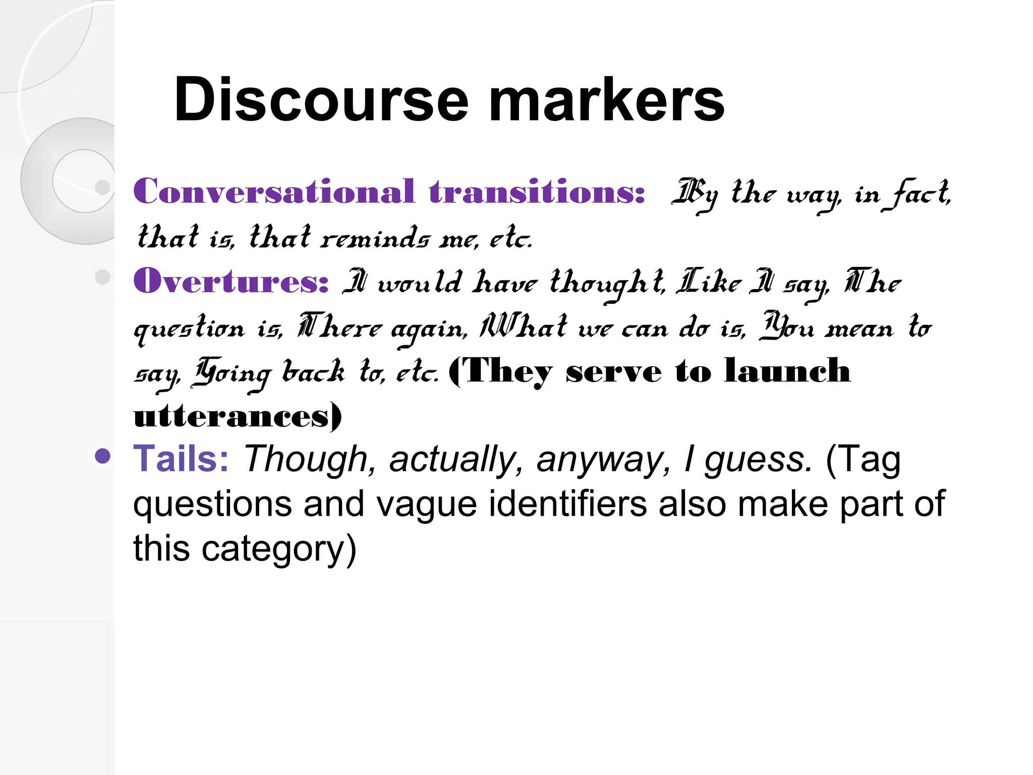 Lesson discourse markers and backchannels | PPT