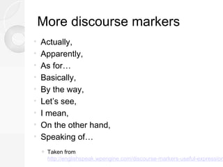 Lesson discourse markers and backchannels | PPT