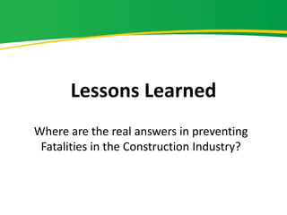 HCSS Webinar | Lessons Learned in Construction Safety | PDF
