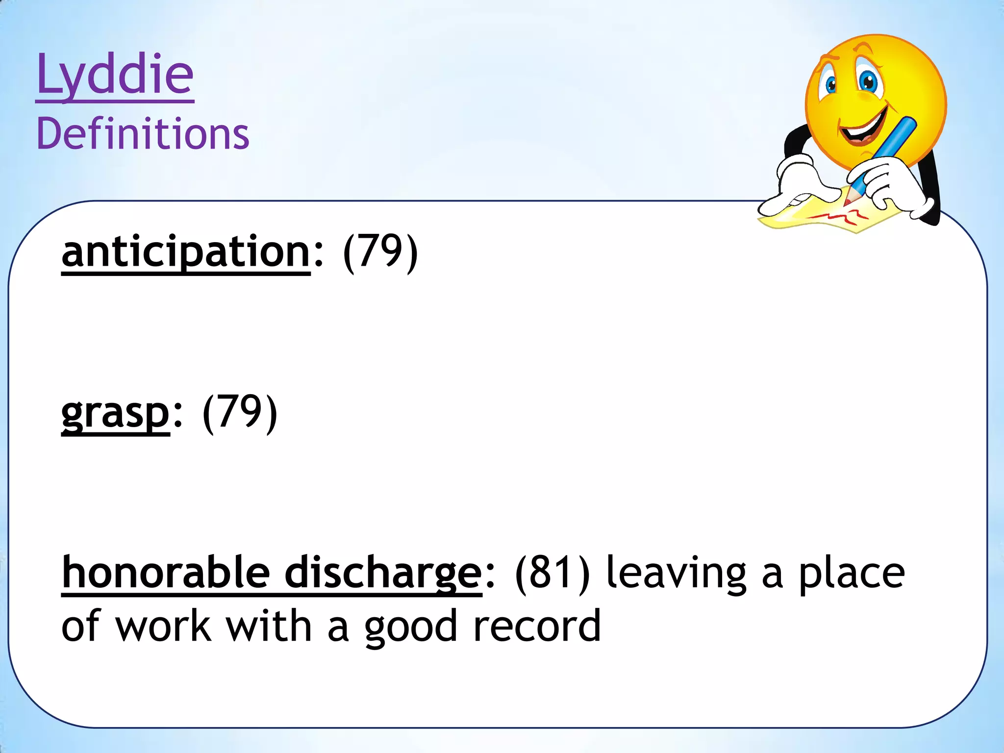 Lyddie: Lesson eight, Unit 1 | PPTX