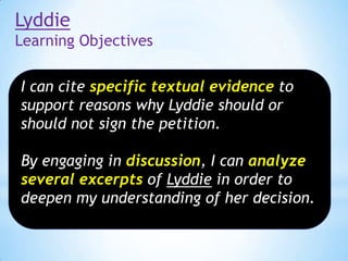 Lyddie: Lesson eleven, Unit 1 | PPTX