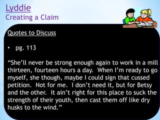 Lyddie: Lesson eleven, Unit 1 | PPTX