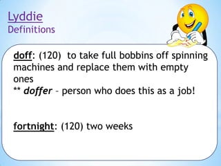 Lyddie: Lesson eleven, Unit 1 | PPTX