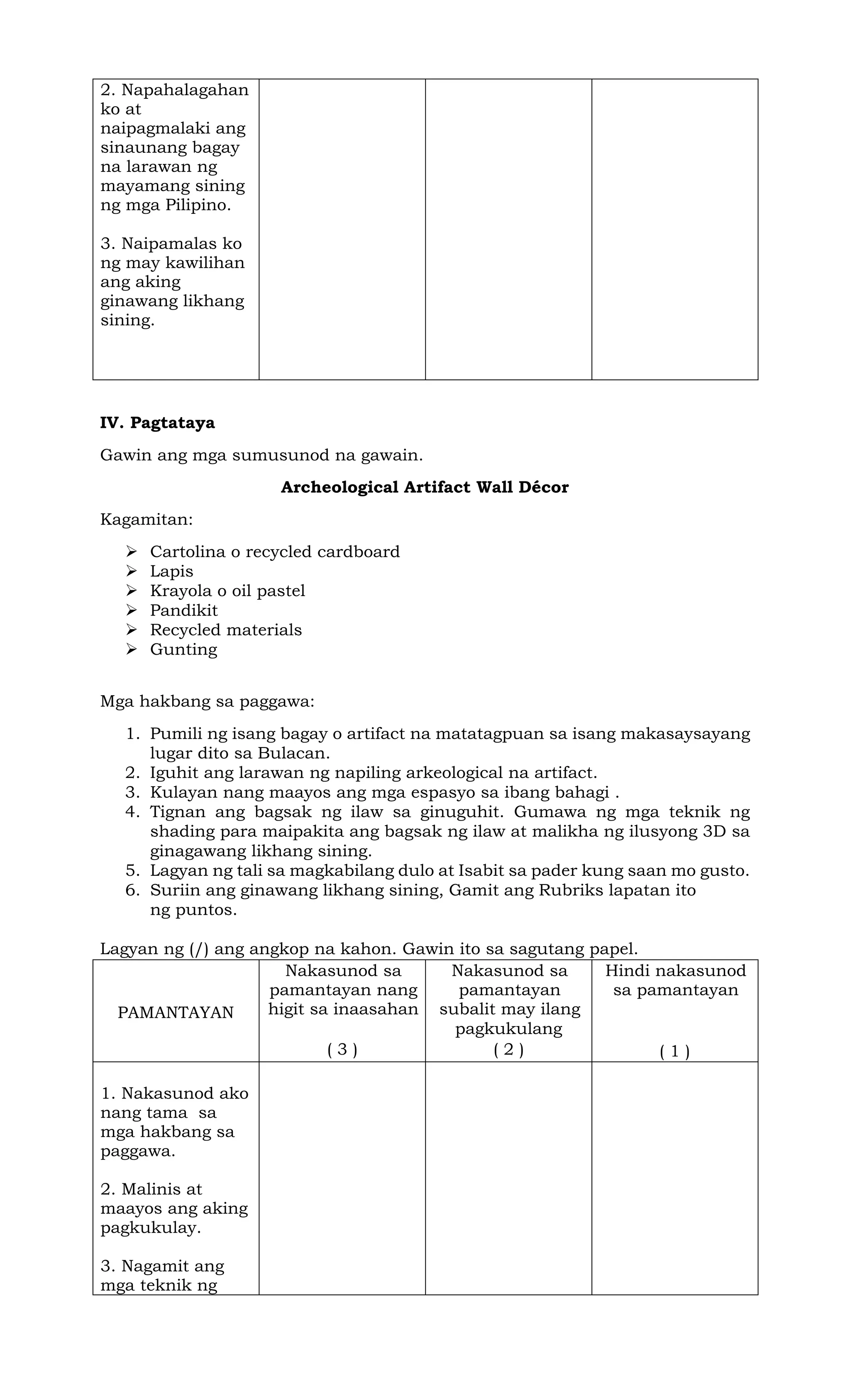 Lesson exemplar (Arts 5-Aralin 6-Q1) | PDF