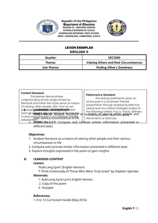 Lesson Exemplar Edited for First Quarter | DOCX