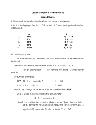 Lesson exemplar grade iv mathematics | DOCX