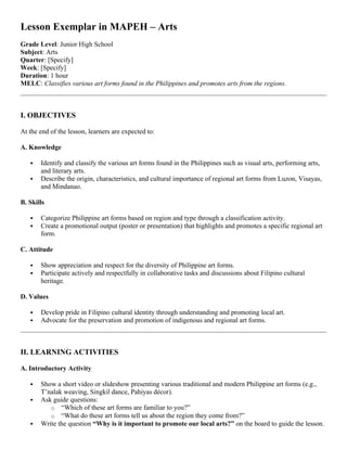 Lesson Exemplar in MAPEH Grade 7 learners.docx