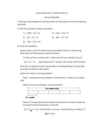 Lesson exemplar in mathematics GRADE V | DOCX