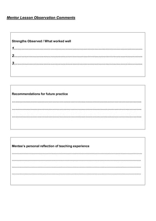 Lesson feedback form 1 and 2 | DOCX