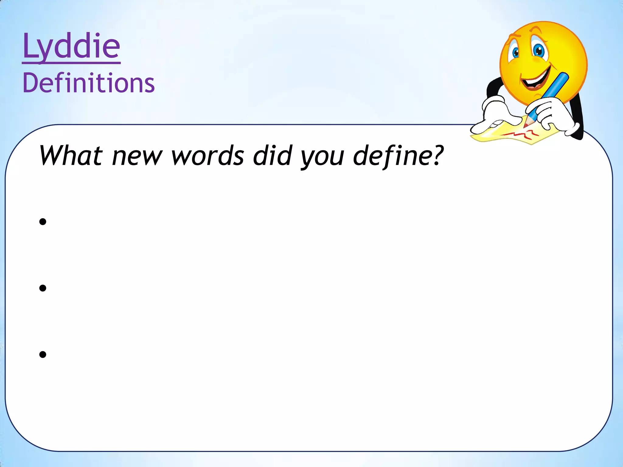 Lyddie: Lesson five, Unit 1 | PPTX