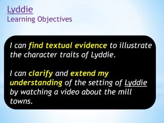 Lyddie: Lesson five, Unit 1 | PPTX