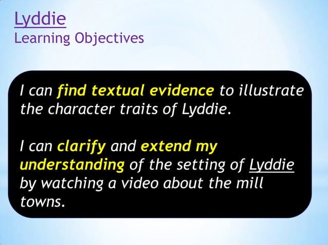 Lyddie: Lesson five, Unit 1 | PPTX