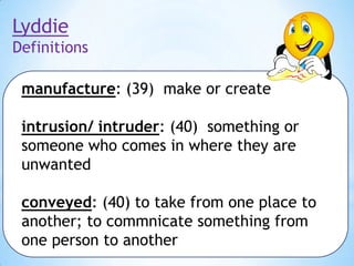Lyddie: Lesson five, Unit 1 | PPTX