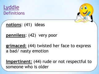 Lyddie: Lesson five, Unit 1 | PPTX