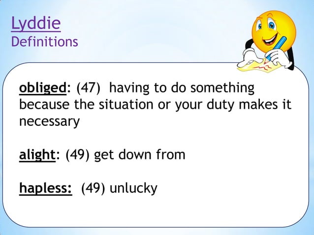 Lyddie: Lesson five, Unit 1 | PPTX