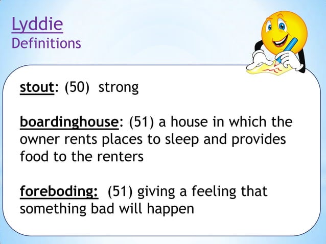 Lyddie: Lesson five, Unit 1 | PPTX