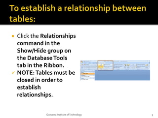 Lesson Five Building Table Relationships | PPTX | Databases | Computer ...
