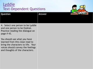 Lyddie: Lesson four, Unit 1 | PPTX