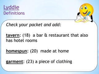 Lyddie: Lesson four, Unit 1 | PPTX