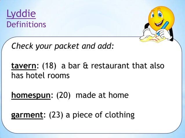 Lyddie: Lesson four, Unit 1 | PPTX | Books and Literature