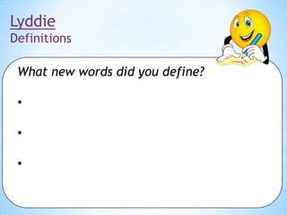 Lyddie: Lesson four, Unit 1 | PPT