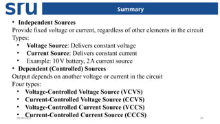 Independent and dependent sources voltage and current sources | PPTX