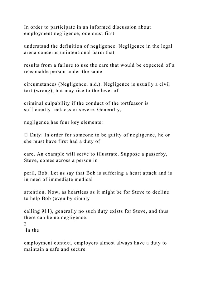 Lesson Four Employer Negligence - Part I In the first thr.docx