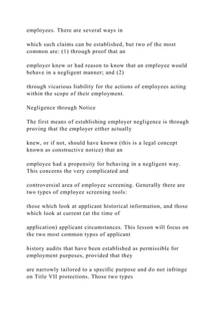 Lesson Four Employer Negligence - Part I In the first thr.docx