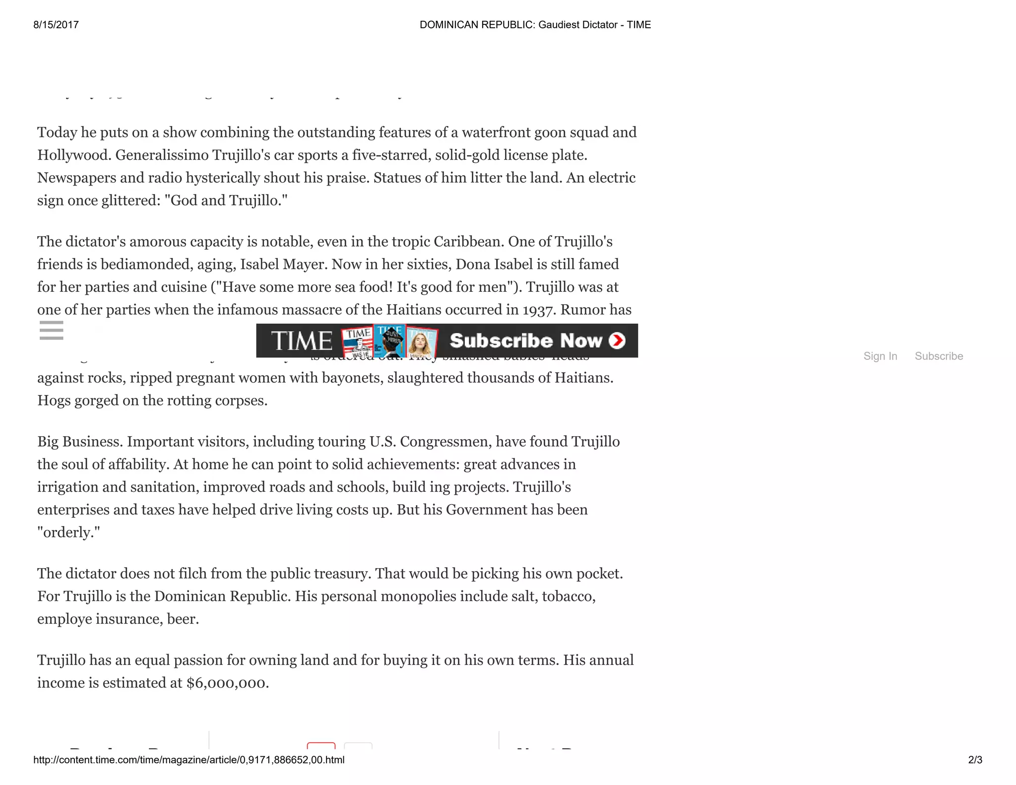 LESSON FROM DOMINICAN DICTATOR RAFAEL TRUJILLO | PDF