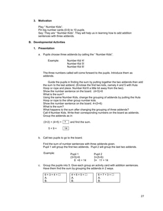 Lesson guide. elementary mathematics grade 1 | PDF