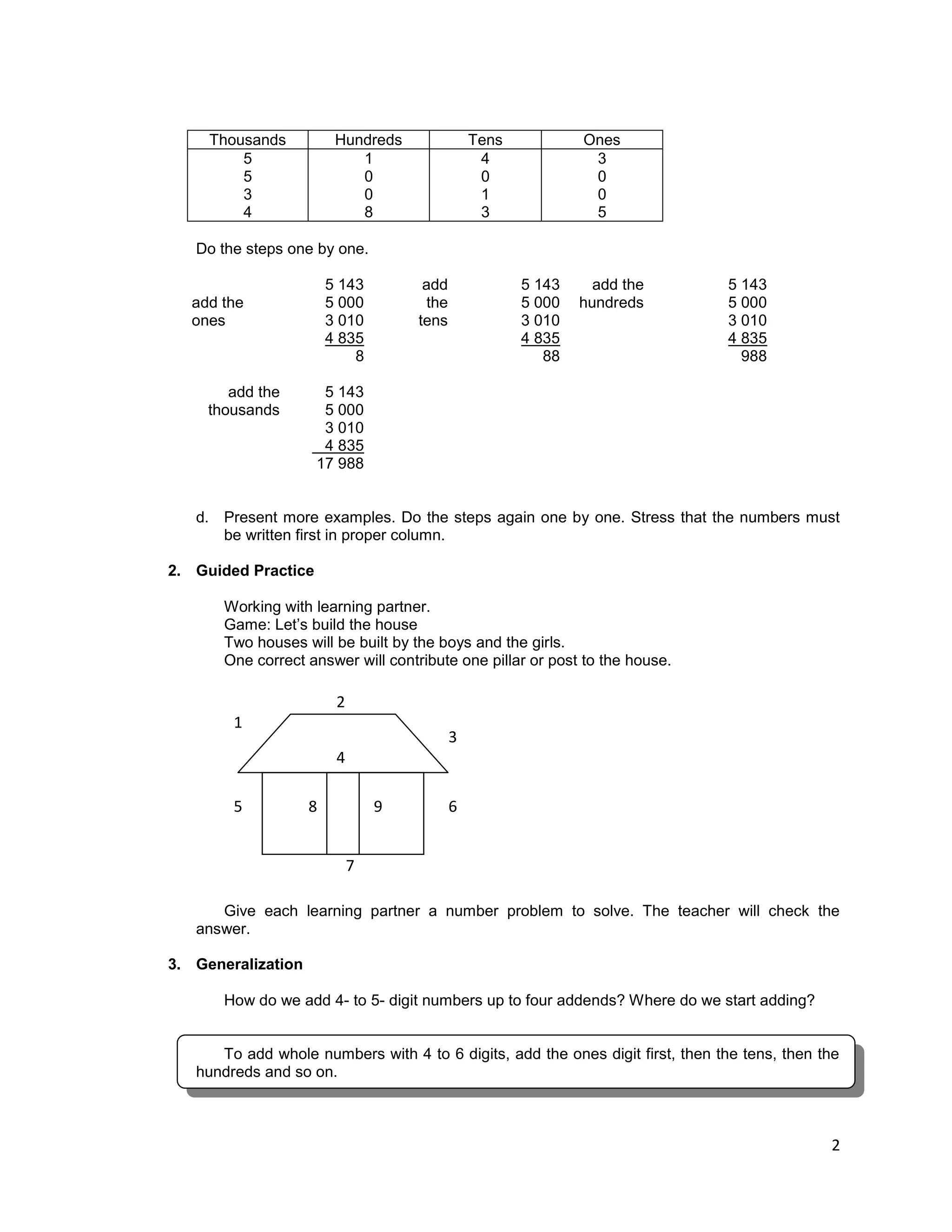Lesson guide gr. 3 chapter i -addition v1.0 | PDF