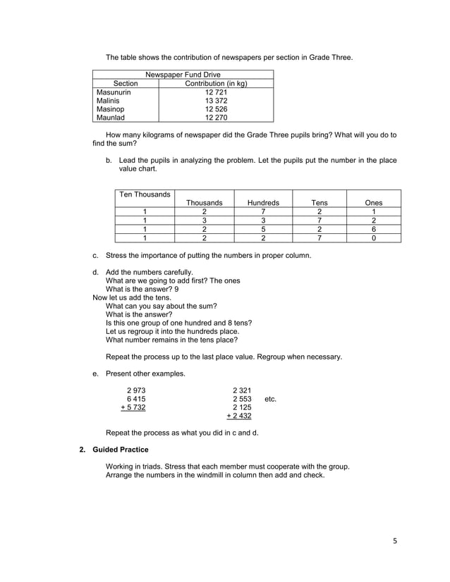 Lesson guide gr. 3 chapter i -addition v1.0 | PDF