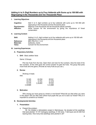 Lesson guide gr. 3 chapter i -addition v1.0 | PDF